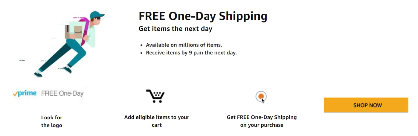 Amazon Prime Free One Day Shipping is now Live