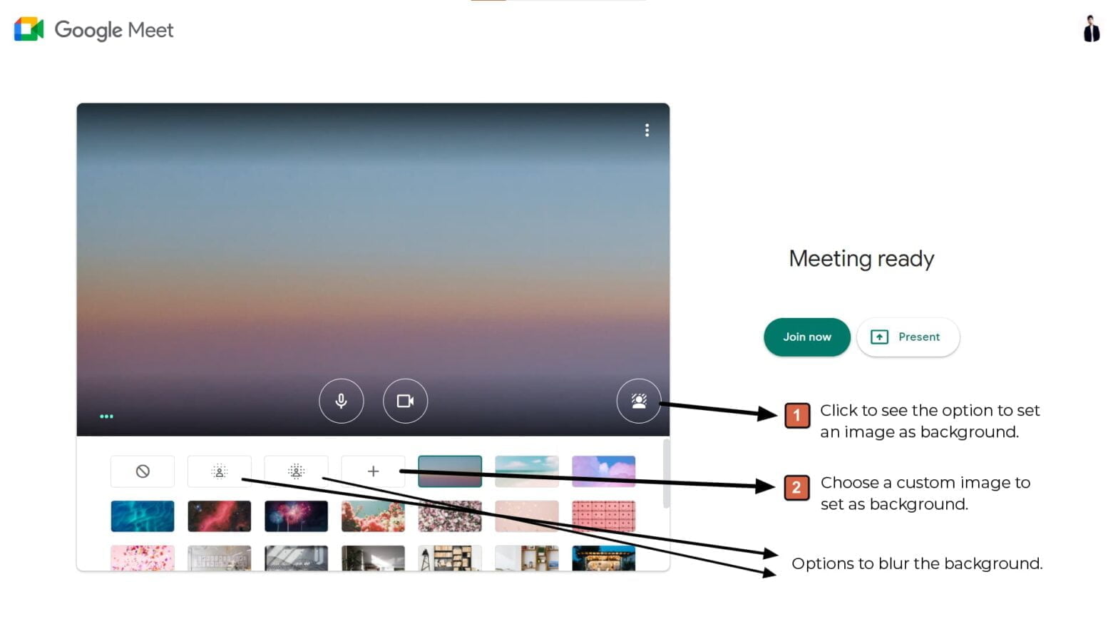 How to set Google Meet Background Image?